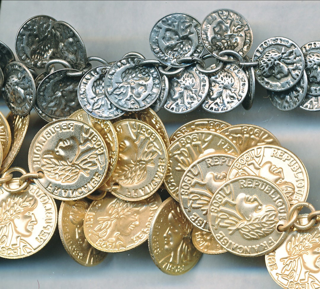 S A L E Hammered Disc, Coin Shape Soldered Chain. 15mm and 8mm. Sale ...