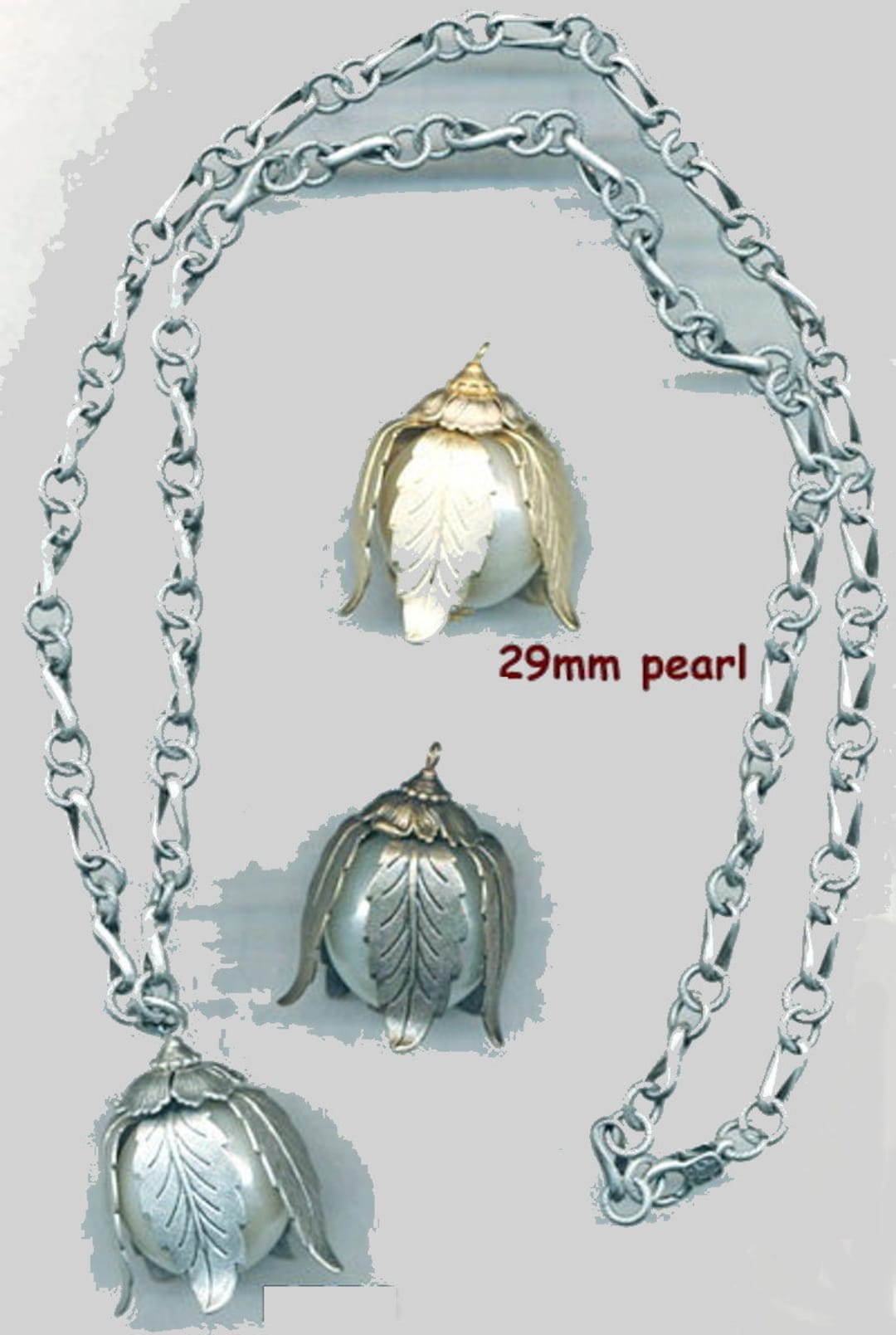 LARGE BEAD CAP With Vintage 29mm Pearl Drop for Use in Necklace - Etsy