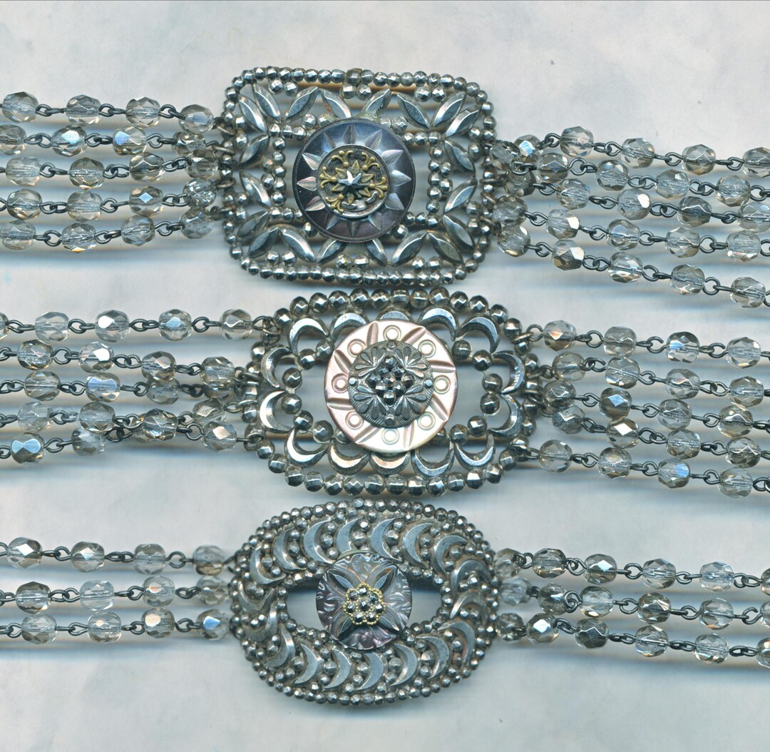 S A L E CUT STEEL CHOKERS With Victorian Buttons - Etsy