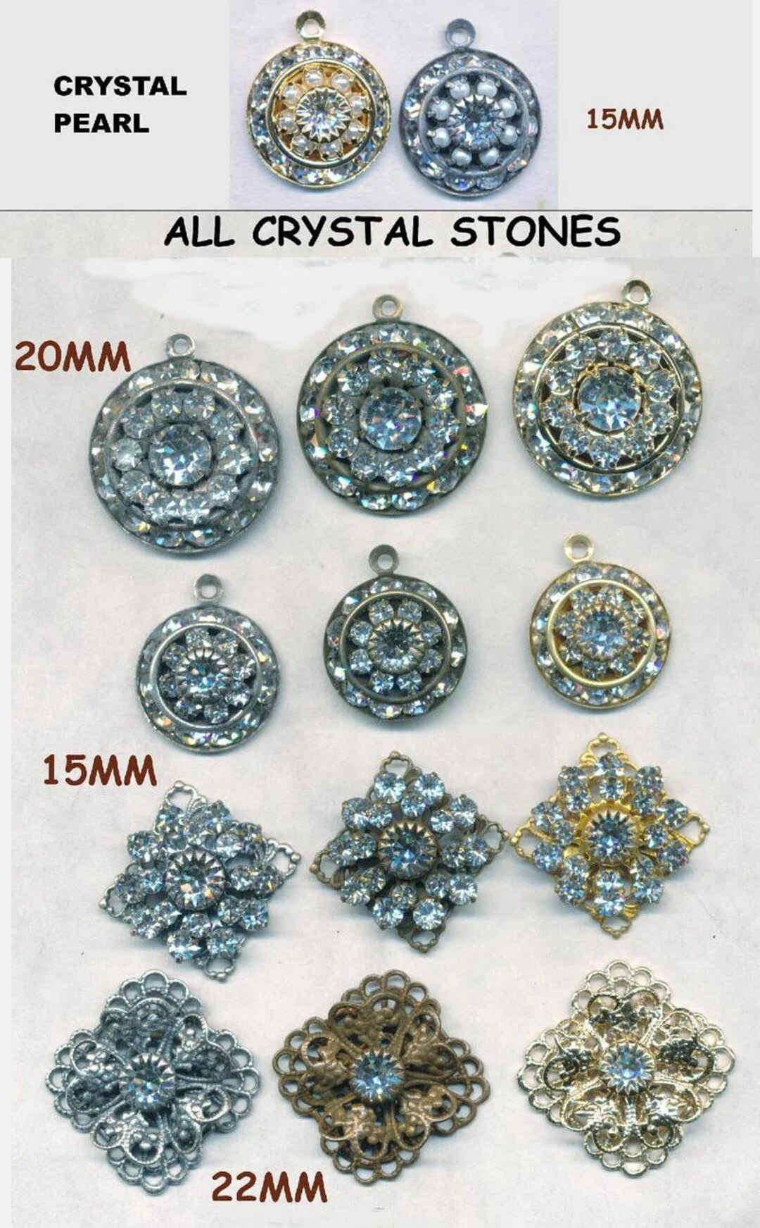 SWAROVSKI MULTI STONE 3 Metal Colors 5 Styles. Clear Crystal. One per ...