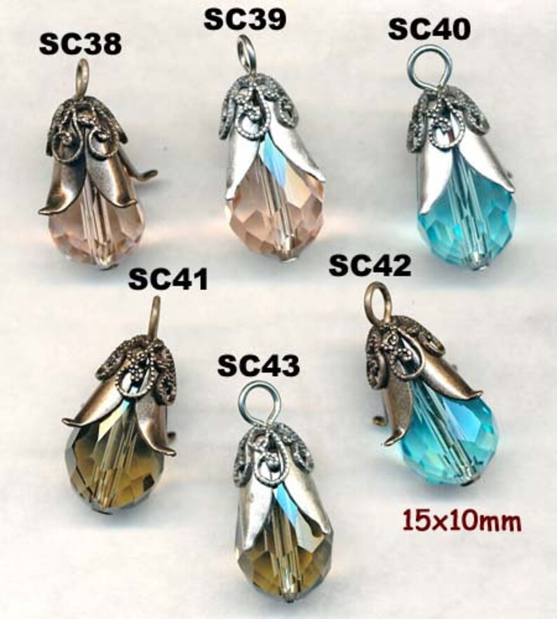 2CRYSTAL DROPS Pair 15x10mm Crystal Drop with Caps | Etsy