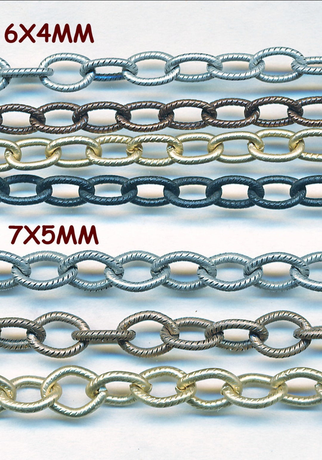 TEXTURED CHAINS , 2 Styles 4 Colors, One Foot per Order, Great for ...