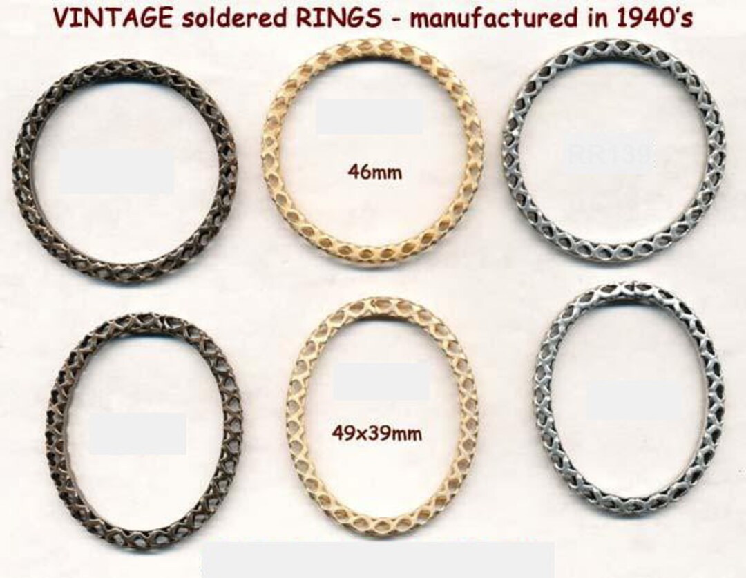 VINTAGE TEXTURED Rings 3 Colors 1 per Order SOLDERED 2 Styles--round ...