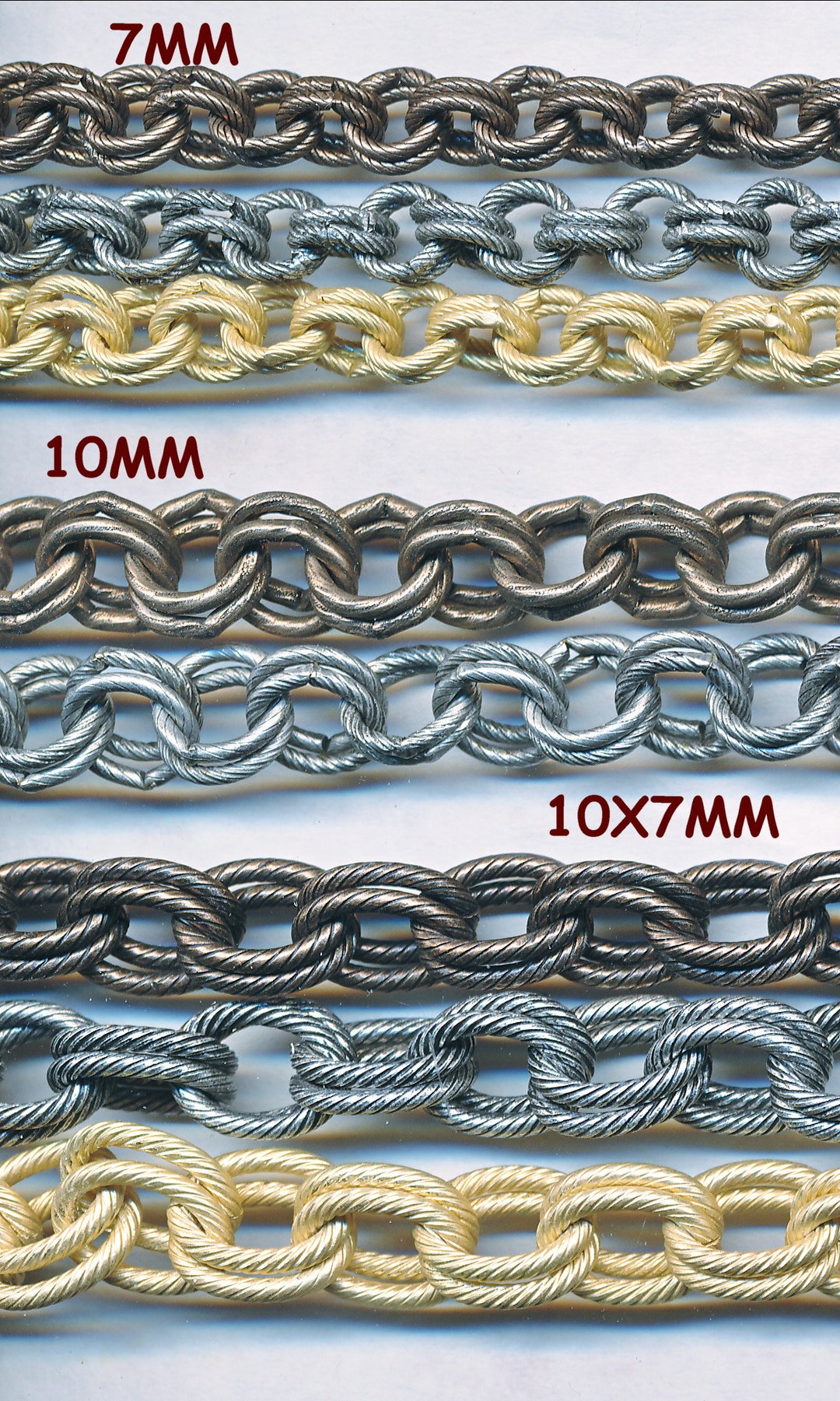 THREE FAB CHAINS, 3 Colors, 3 Sizes, Sold by the Foot. Wholesale ...