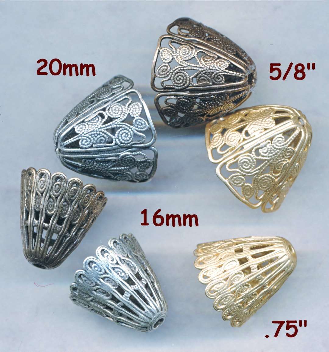 BEAUTIFUL FILIGREE CAPS for Beads 16 and 20mm 2 Caps per Order - Etsy
