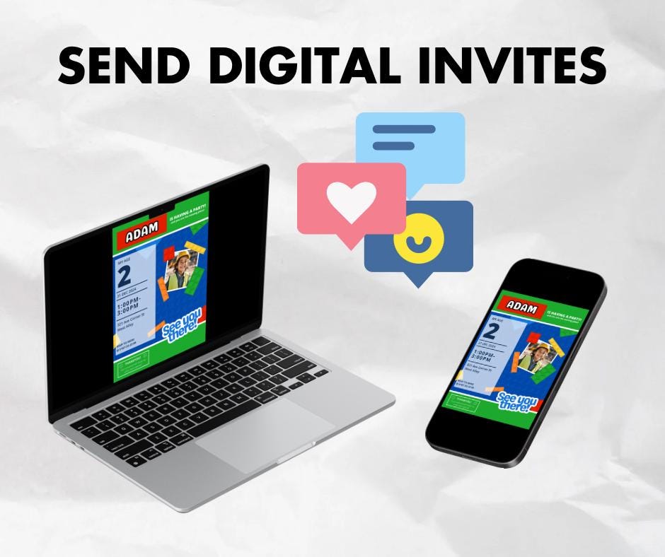 Editable Building Blocks Birthday Invitation | Bricks Birthday Card ...