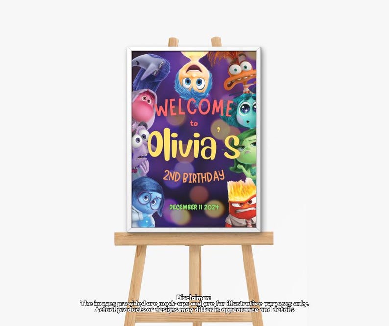 Inside Emotions Welcome Sign Board for Kids Birthday Party | Editable ...