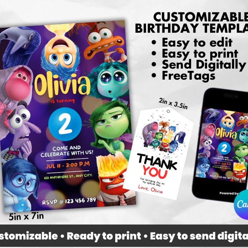 Inside Out Invite - Etsy