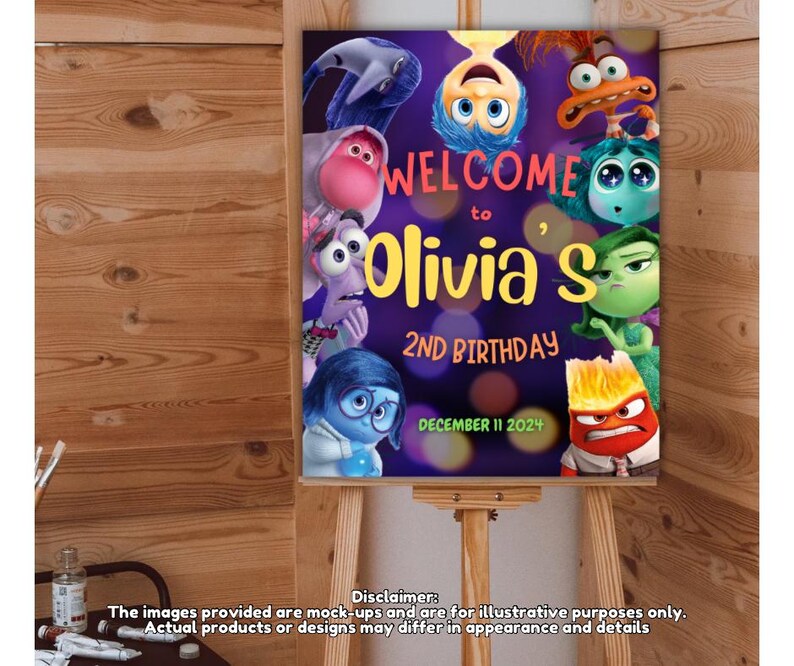 Inside Emotions Welcome Sign Board for Kids Birthday Party | Editable ...
