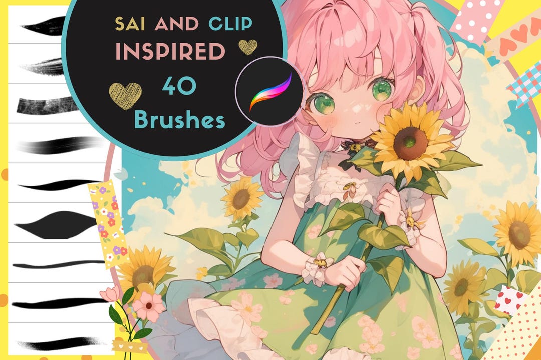 Procreate Brushes: SAI & CLIP Studio Inspired Set, 40 Brushes for Anime ...