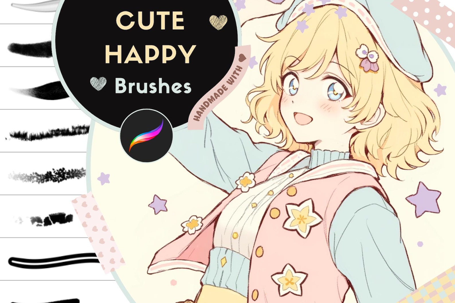 Procreate Brushes: Dreamy Delight Pack, 41 Cute and Soft Brushes for ...