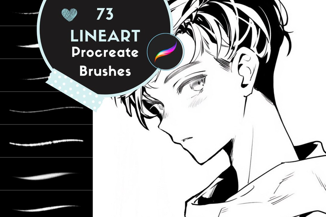 Procreate Brushes: Inky Line Art Pack, 73 Brushes for Anime, Manga, and ...