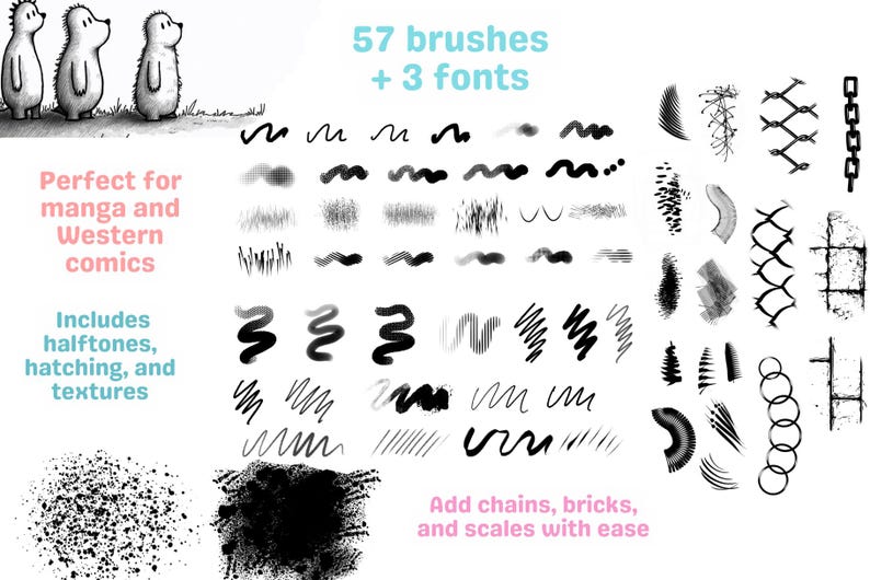 Procreate Brushes: Comic Creator, Brushes for Inking, Sketching ...