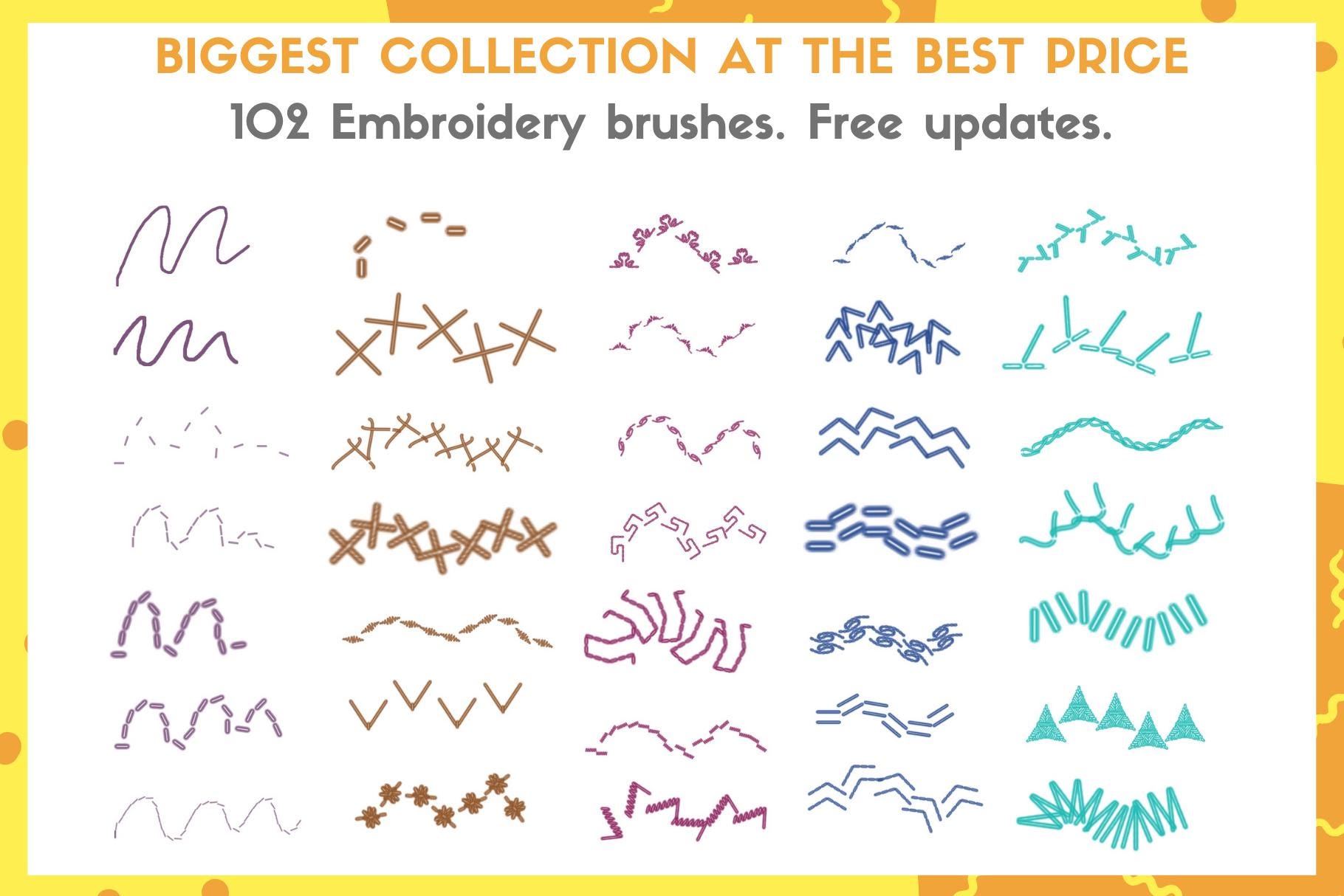 Embroidery & Stitch Brush Pack: 102 Brushes for Realistic Thread ...