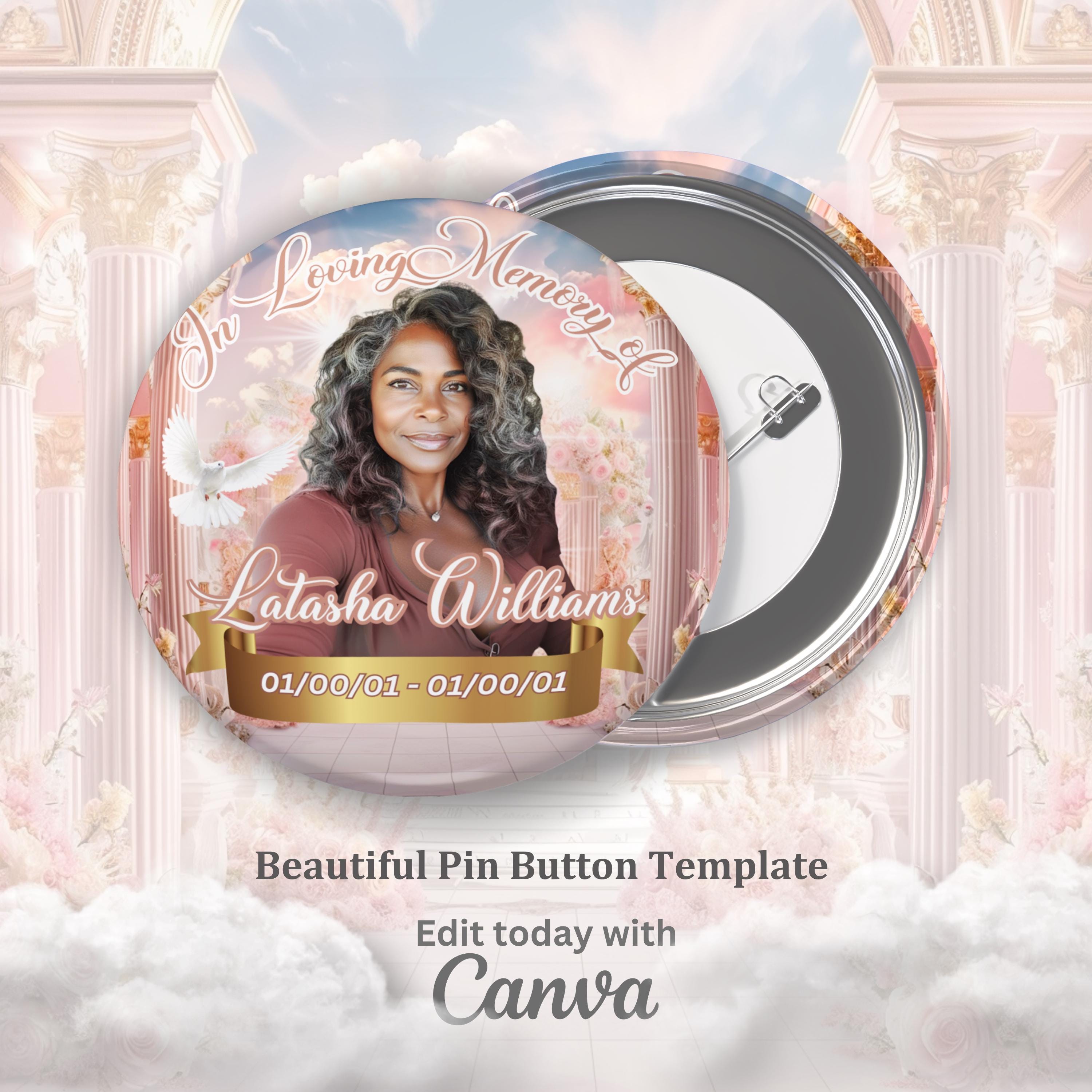 Memorial Pin Button, in Loving Memory Button , Rest in Peace Button ...