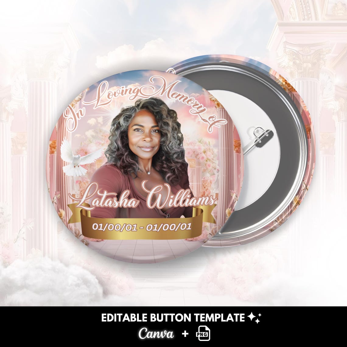 Memorial Pin Button, in Loving Memory Button , Rest in Peace Button ...