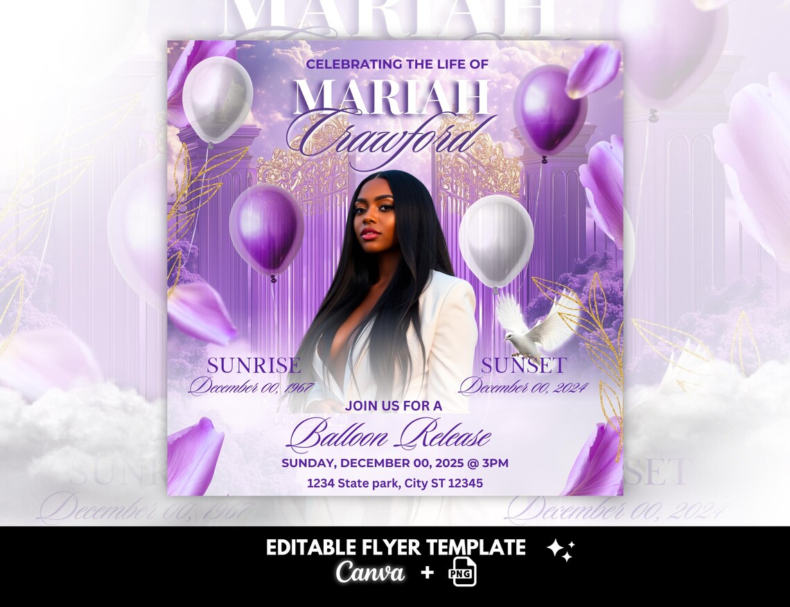 Balloon Release Flyer, Memorial Flyer | Funeral Flyer | Memorial Flyer ...