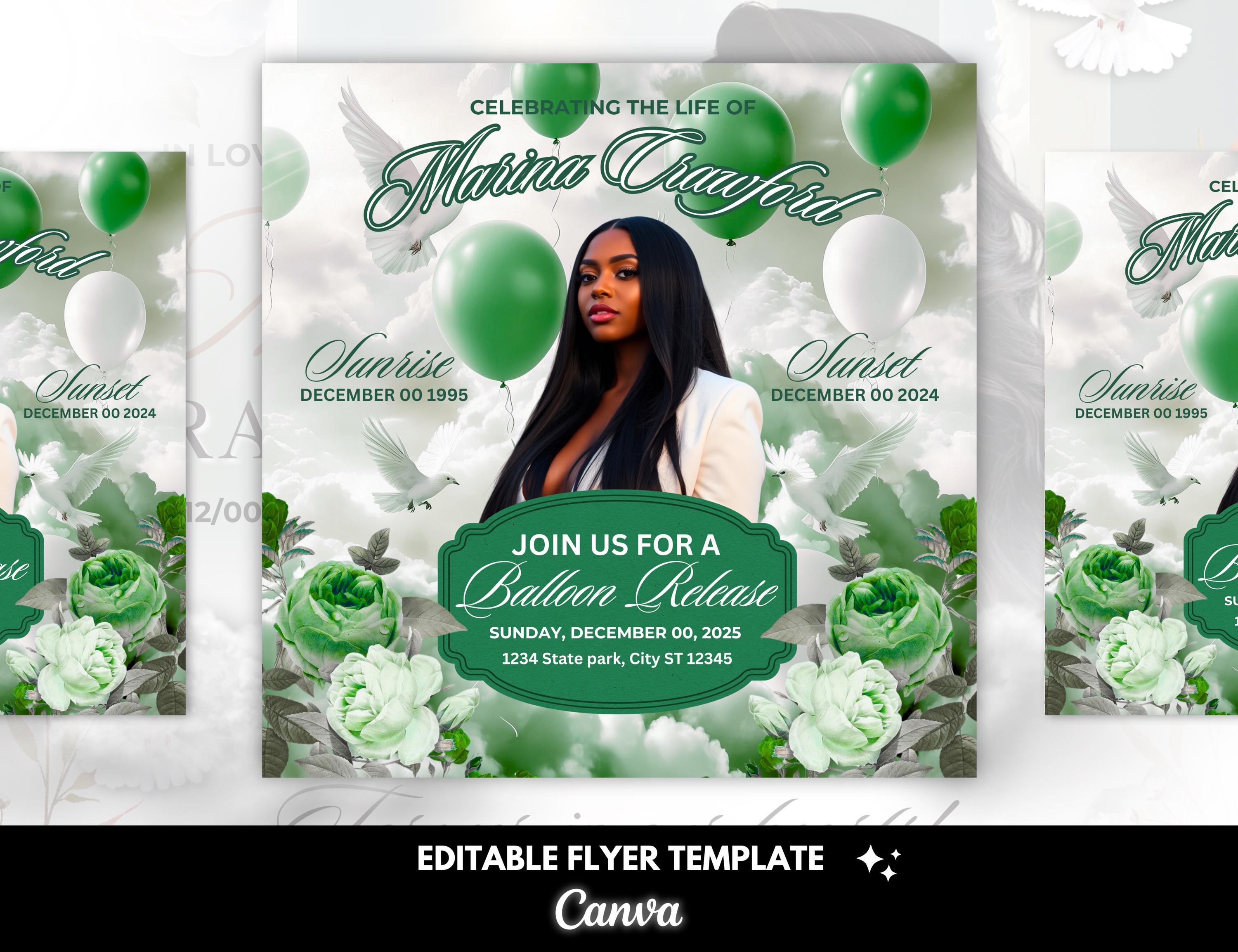 Memorial Balloon Release Flyer | Funeral Flyer | Memorial Flyer | RIP ...