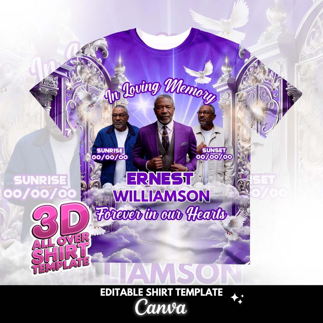 3d All Over Shirt Memorial Template, in Loving Memory, Rest in Peace ...