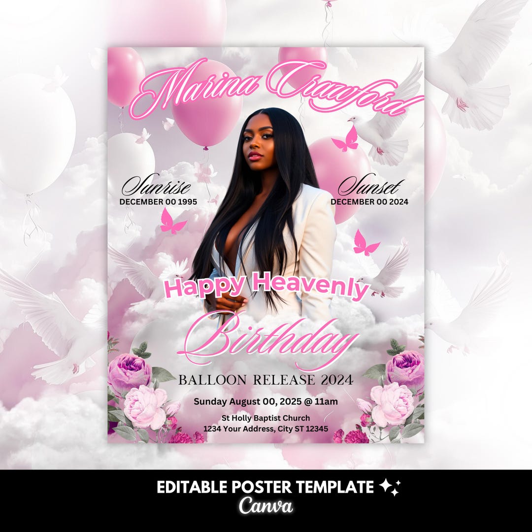 Memorial Balloon Release Print Flyer | Funeral Flyer | Memorial Flyer ...