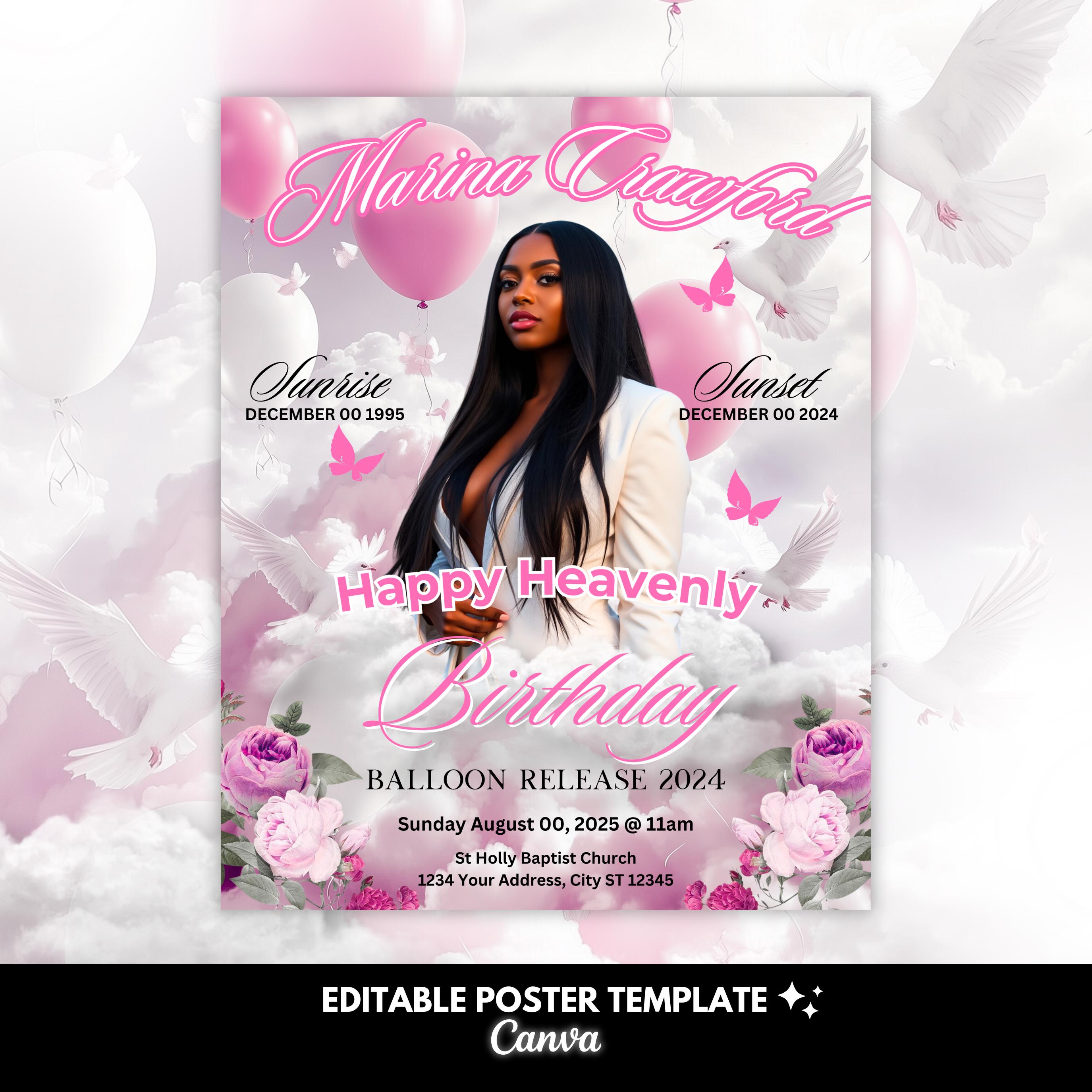 Memorial Balloon Release Print Flyer | Funeral Flyer | Memorial Flyer ...