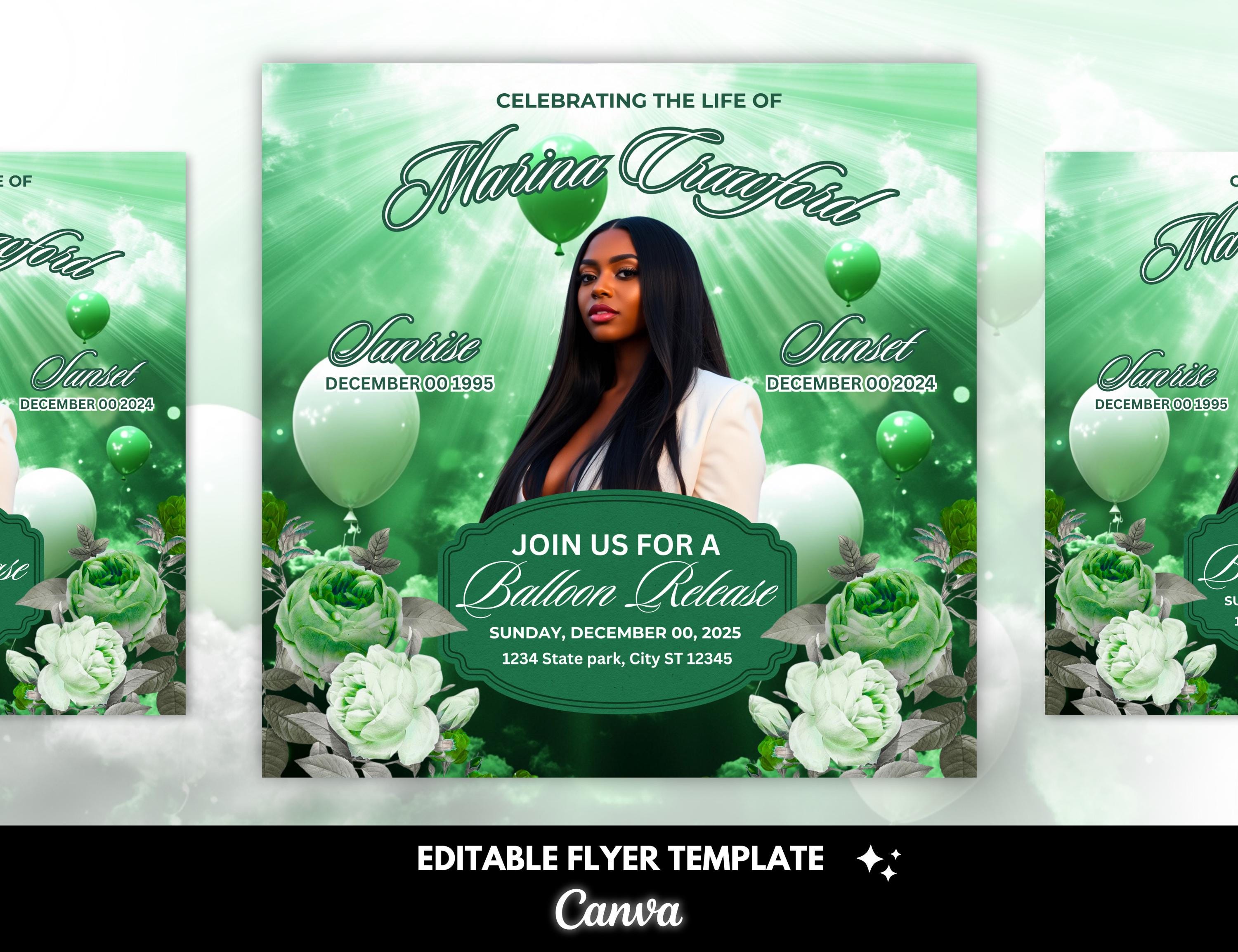 Memorial Balloon Release Flyer | Funeral Flyer | Memorial Flyer | RIP ...