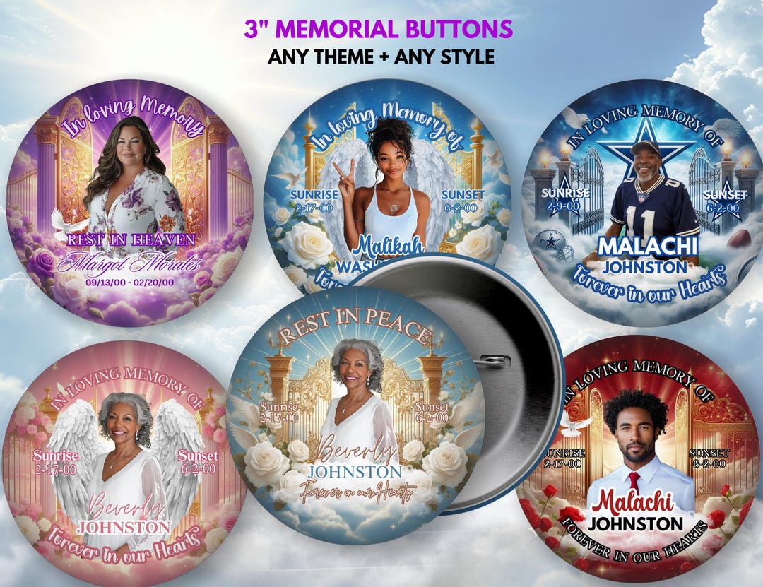 Memorial Button 3 Inches | in Loving Memory Pin Buttons | Funeral ...