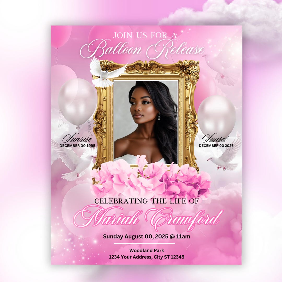 Memorial Release Print Poster| Funeral Flyer | Memorial Flyer | RIP ...