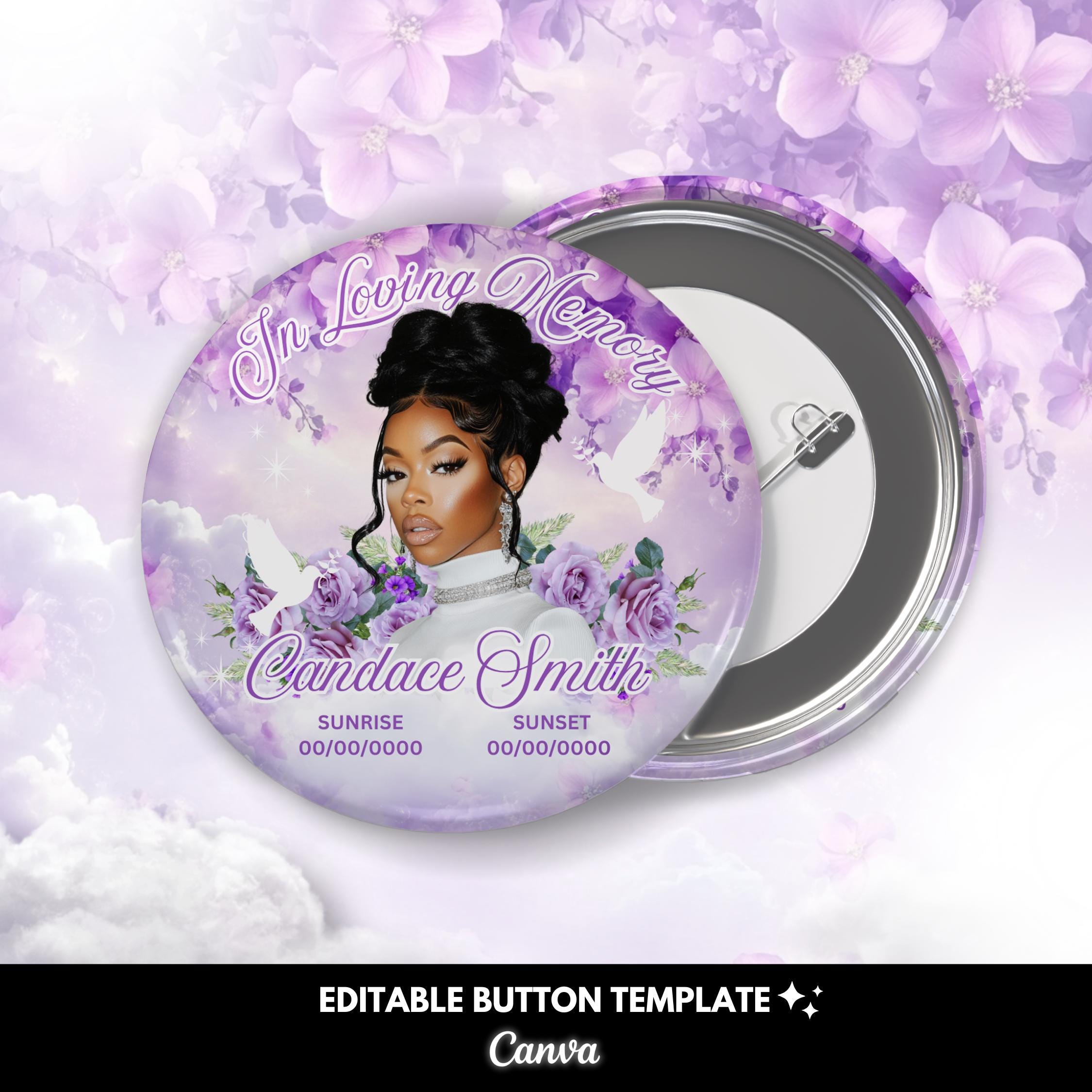 Memorial Pin Button, Purple Heaven Button , Rest in Peace Button ...