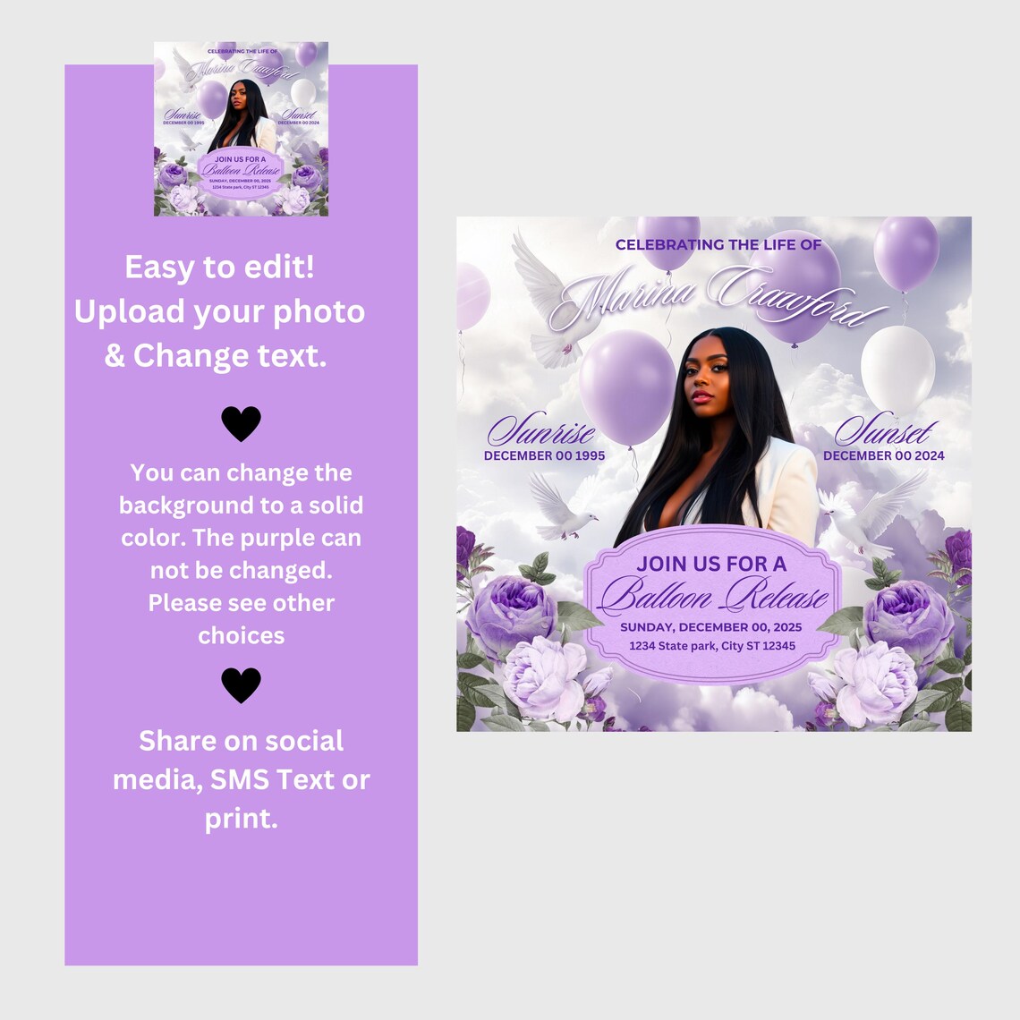 Memorial Balloon Release Flyer | Funeral Flyer | Memorial Flyer | RIP ...