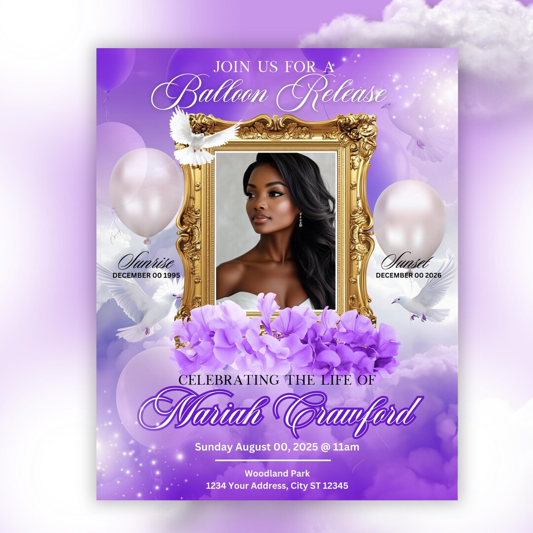 Memorial Release Print Poster| Funeral Flyer | Memorial Flyer | RIP ...
