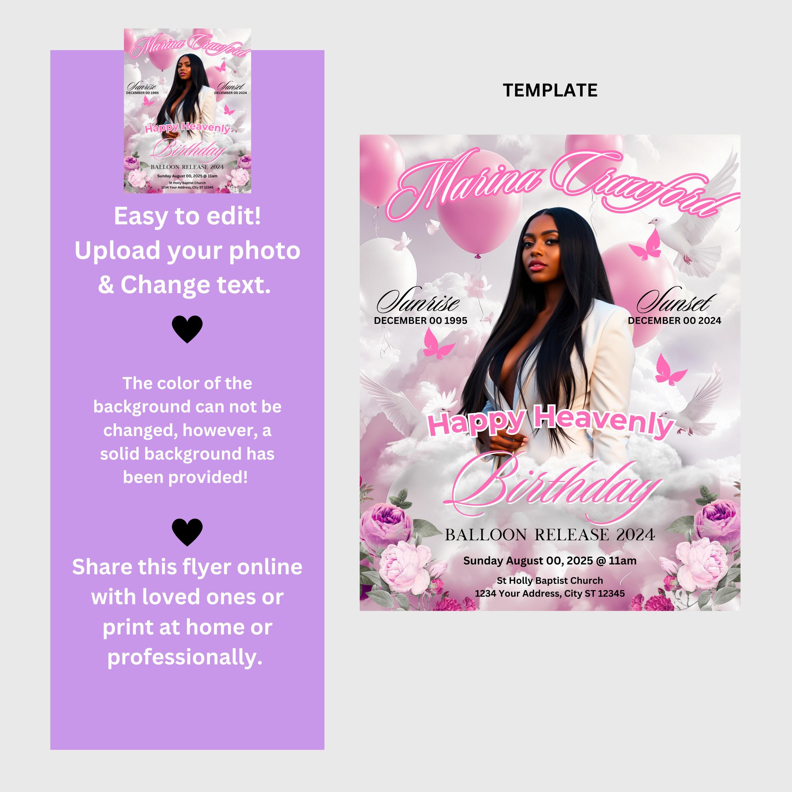 Memorial Balloon Release Print Flyer | Funeral Flyer | Memorial Flyer ...