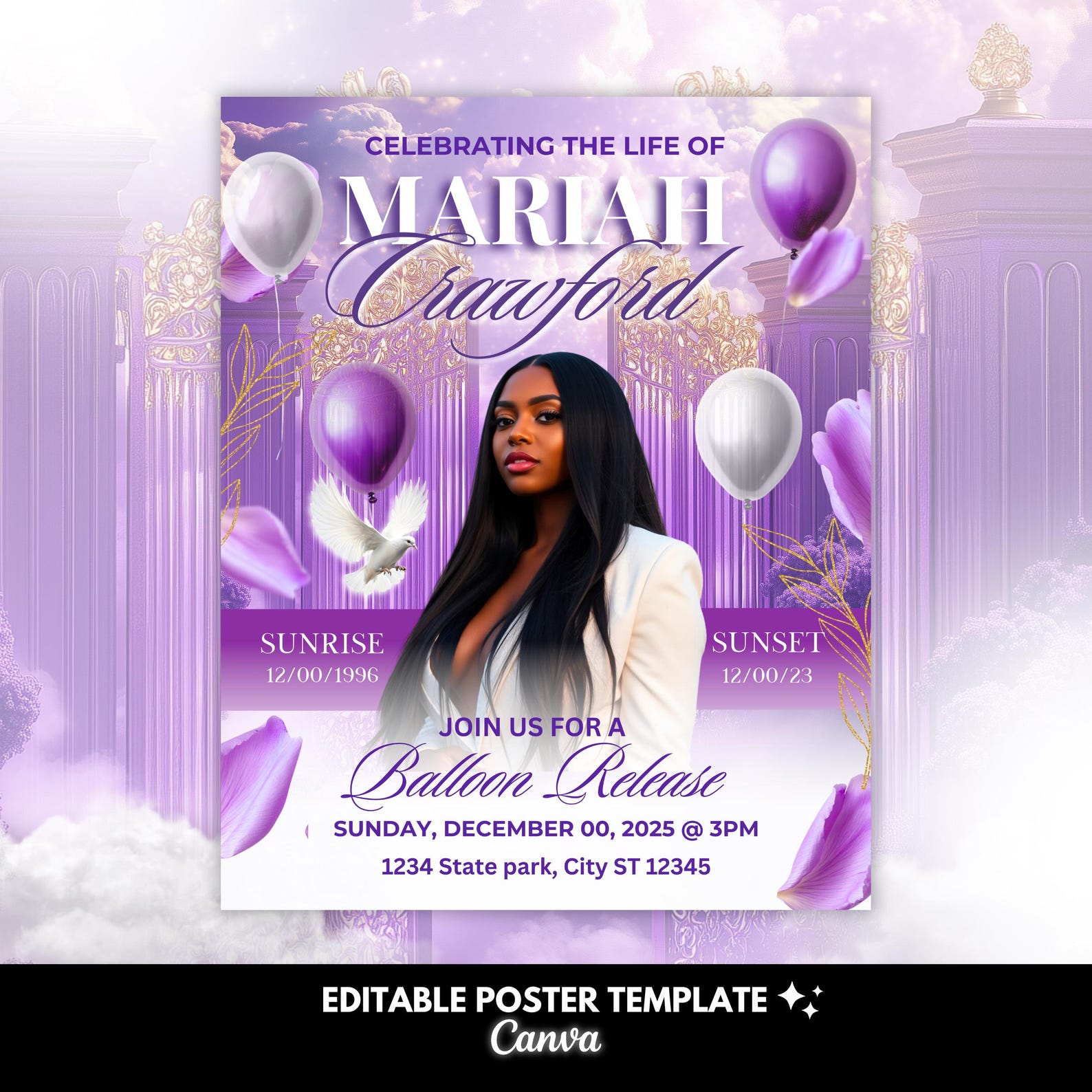 Memorial Balloon Release Print Poster| Funeral Flyer | Memorial Flyer ...
