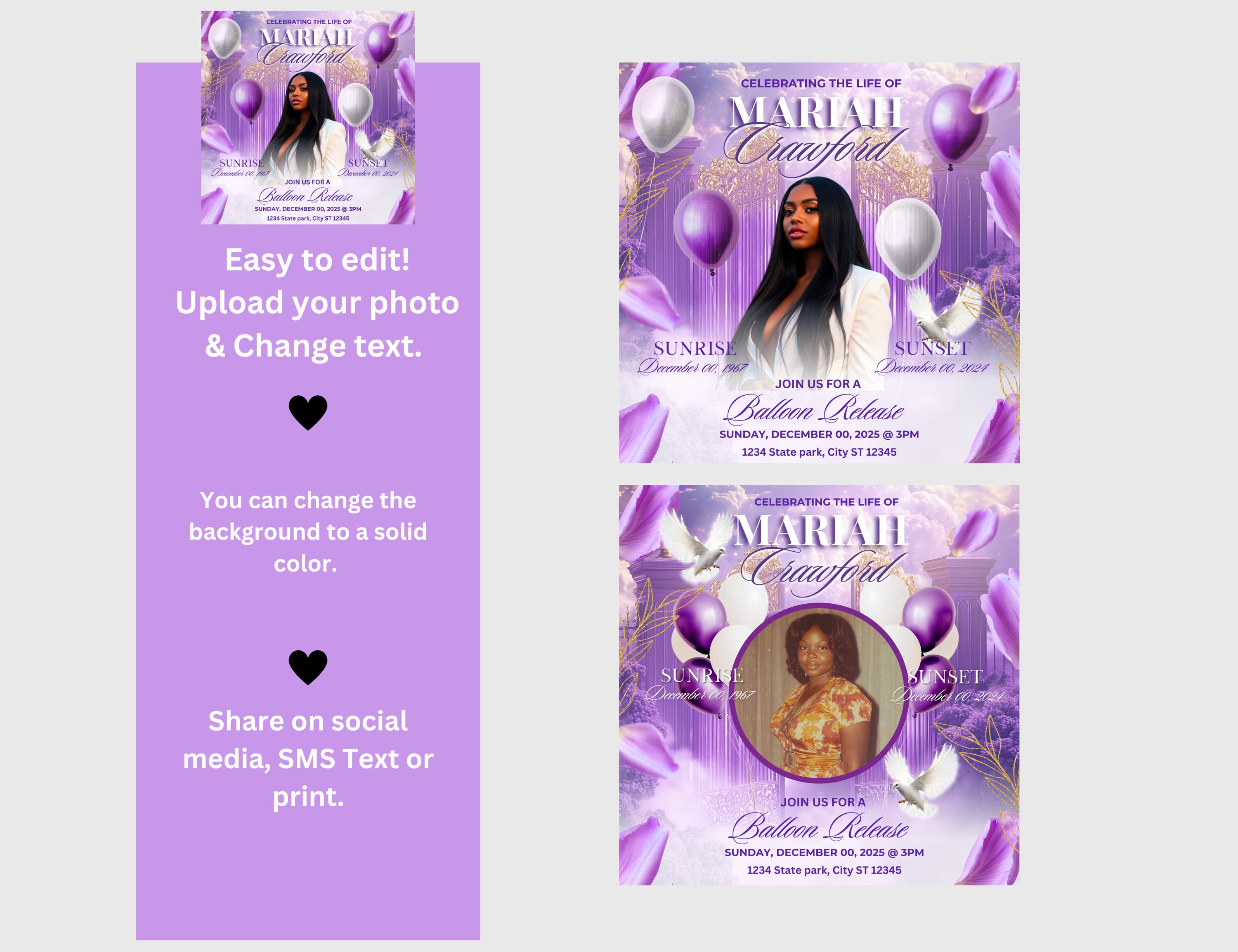 Balloon Release Flyer, Memorial Flyer | Funeral Flyer | Memorial Flyer ...