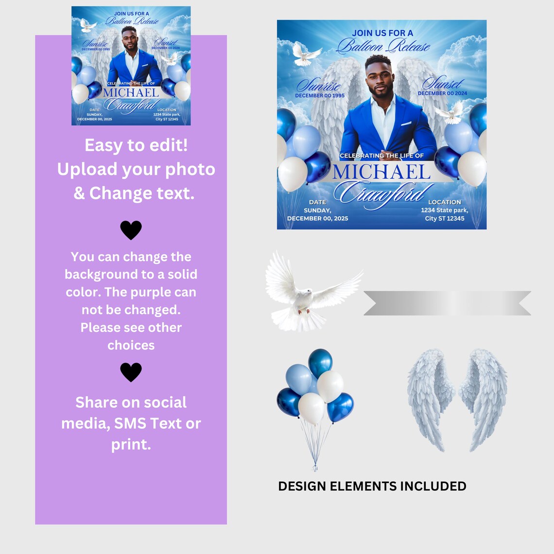 Memorial Balloon Release Flyer | Funeral Flyer | Memorial Flyer | RIP ...