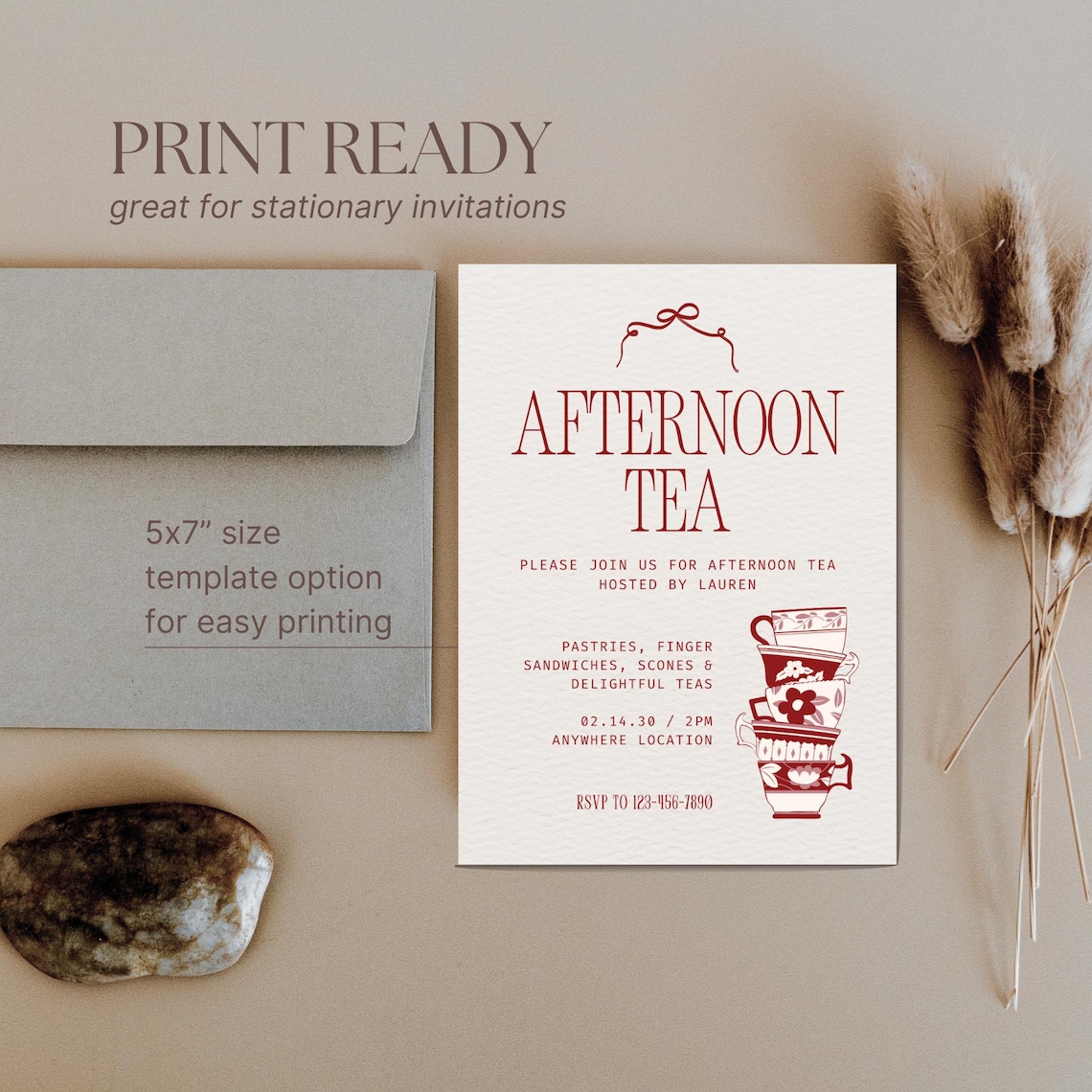 Vintage Afternoon Tea Party Invitation Template – Elegant Floral Design ...