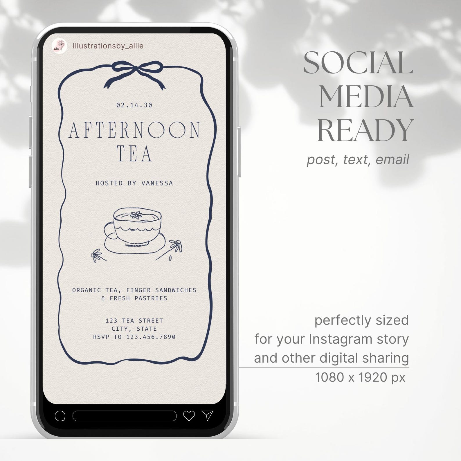 Customizable Elegant Afternoon Tea Invitation Template – Digital ...