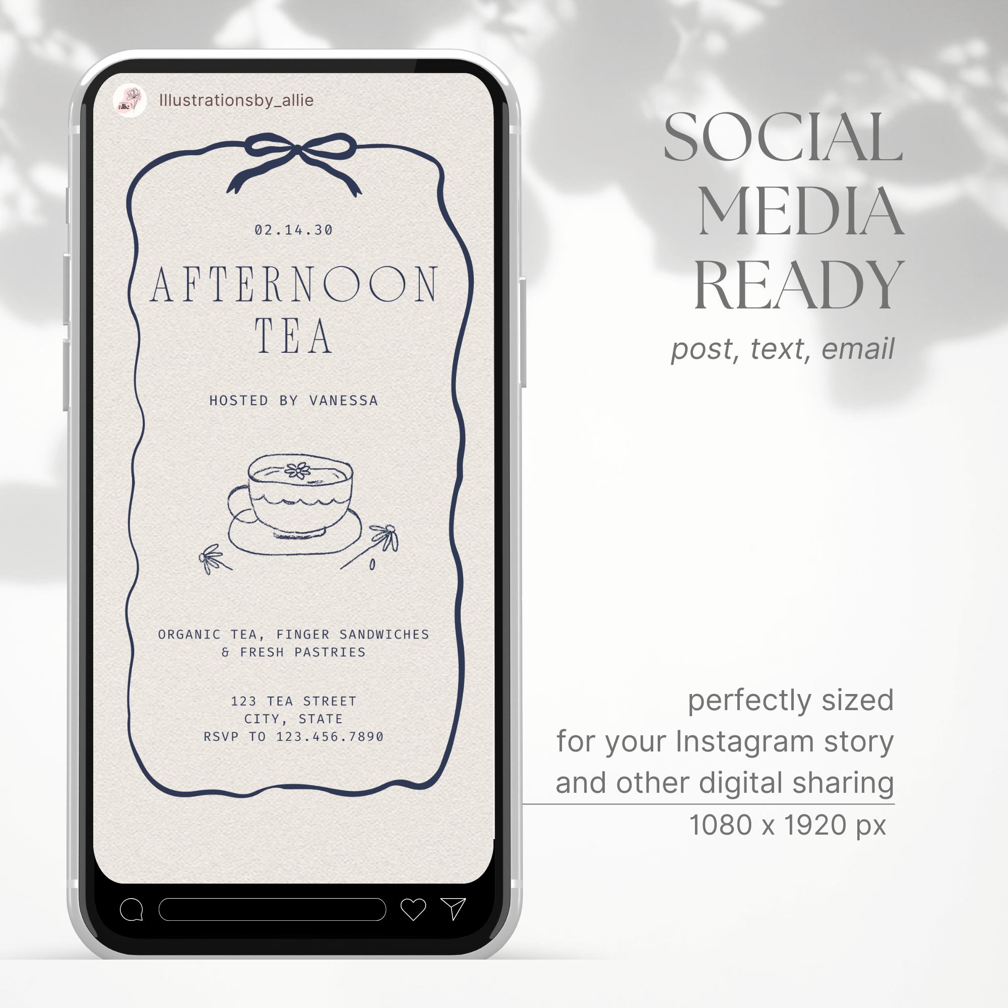 Customizable Elegant Afternoon Tea Invitation Template – Digital ...