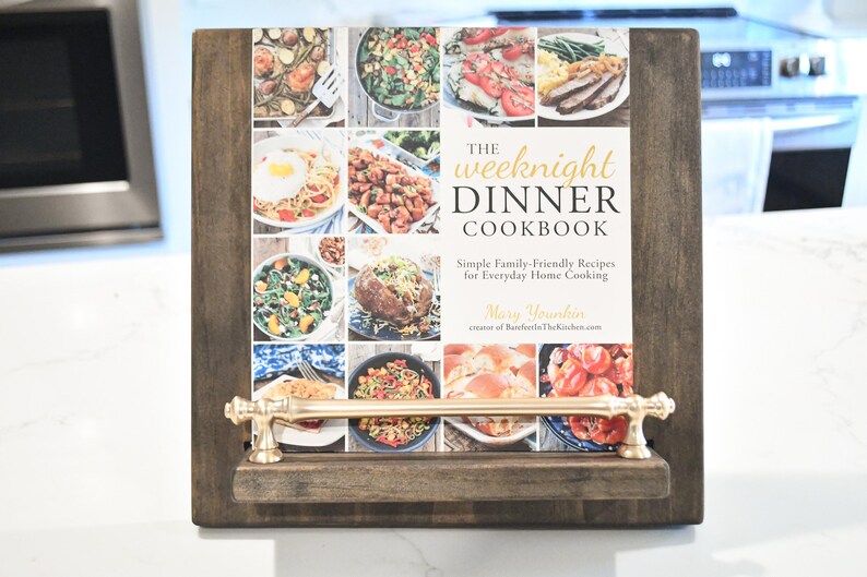 Handmade Wooden Cookbook Stand: Brushed Brass Hardware - Etsy