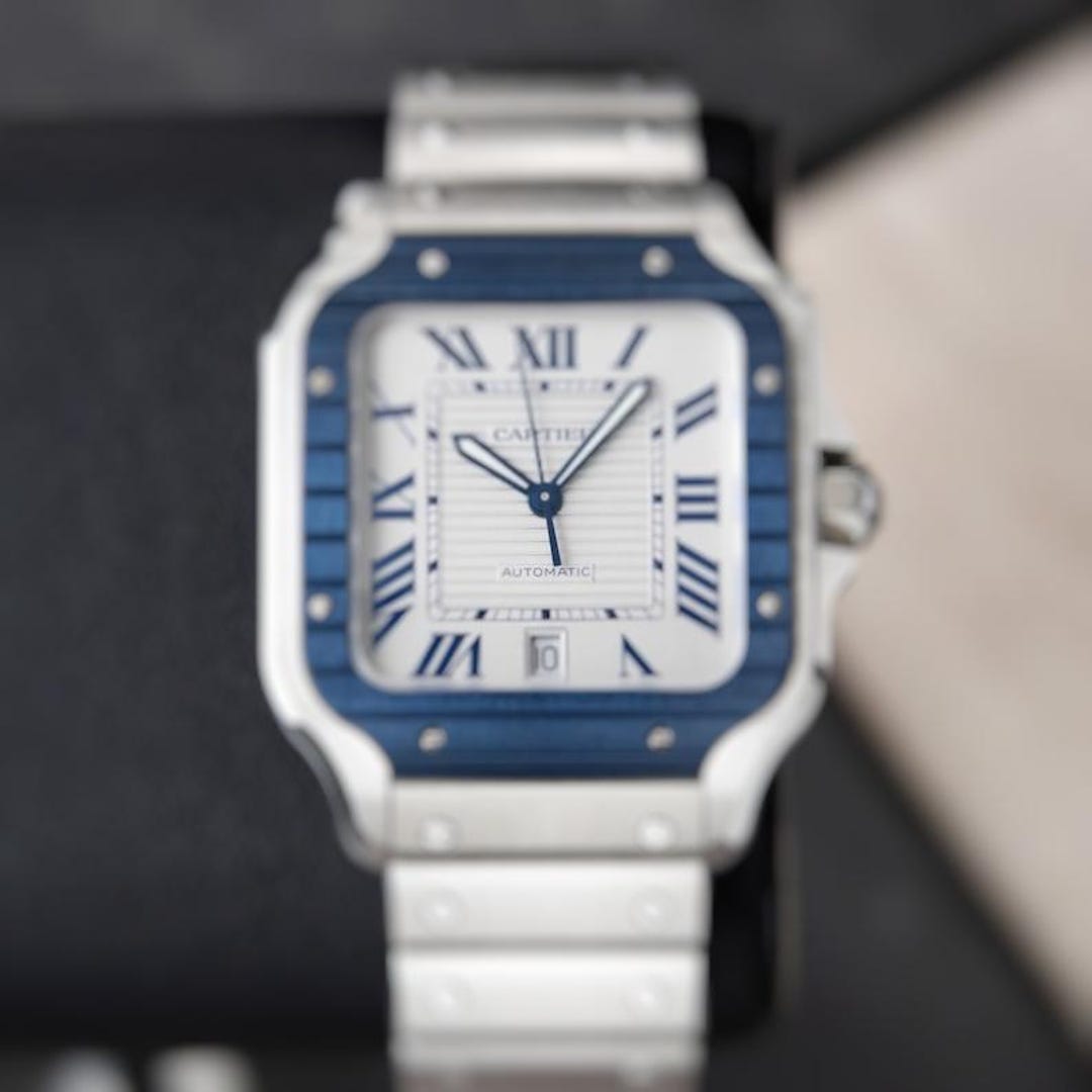 Cartier Santos De Cartier UNWORN Large Blue PVD Bezel Steel Automatic ...