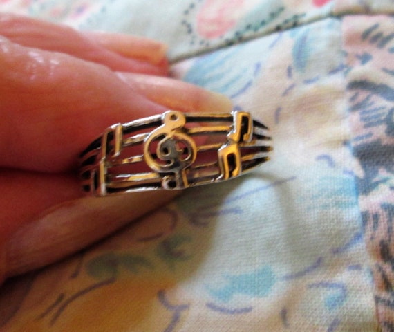 RING MUSIC NOTES Sterling Silver 925 Size 8 3/4 - Etsy