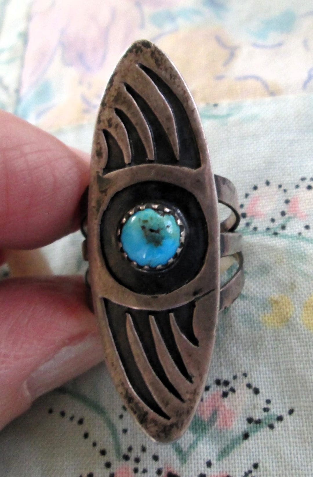 RING - TURQUOISE - BEAR Claw - Navajo - Signed E Bickle Estate Sale ...