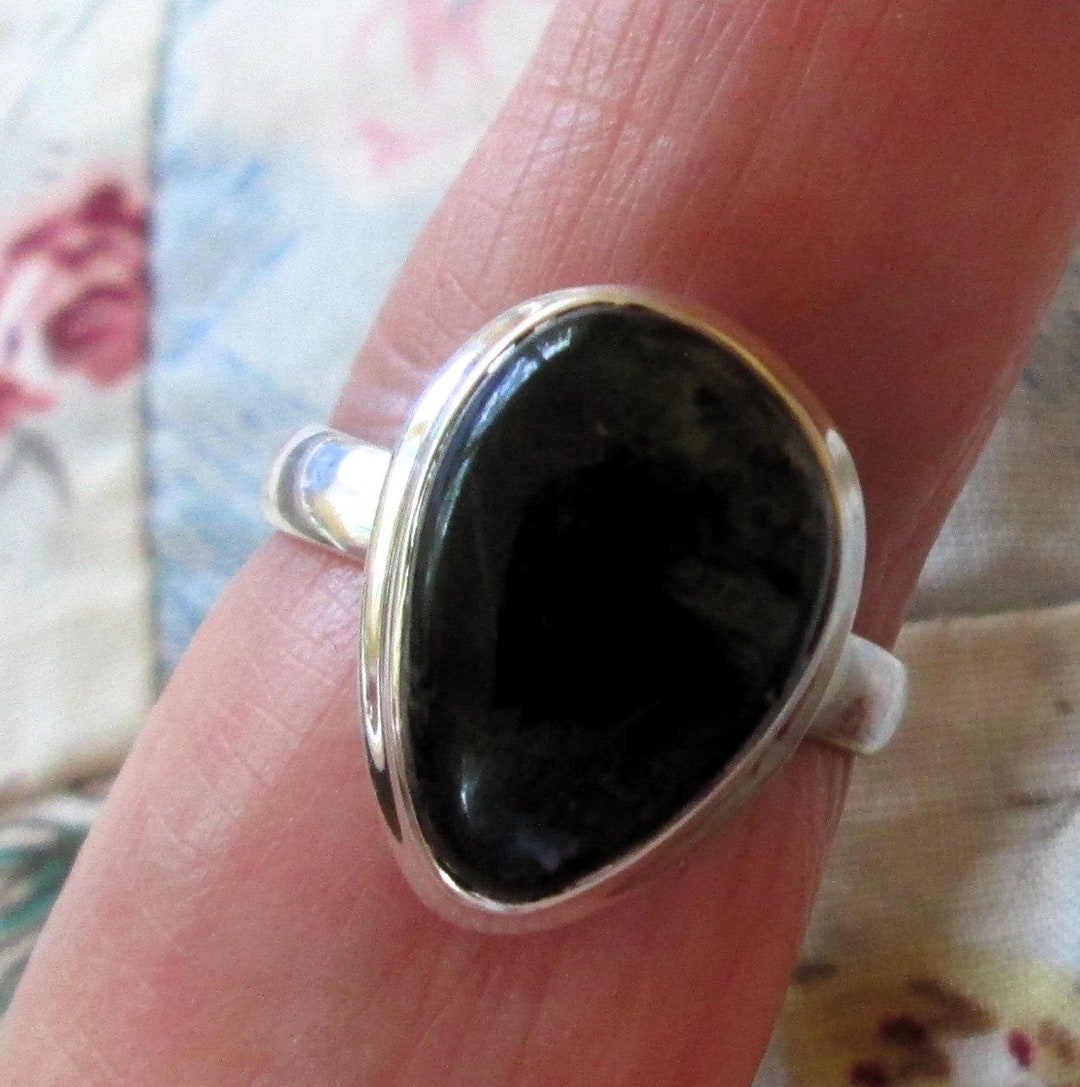 RINGS - BLACK MOONSTONE -larvikite - Norway - Ring - 9 1/4 - 925 ...