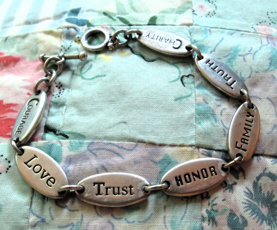 BRACELET - LHHF - INSPIRATIONAL Etched words - Link -… - Gem