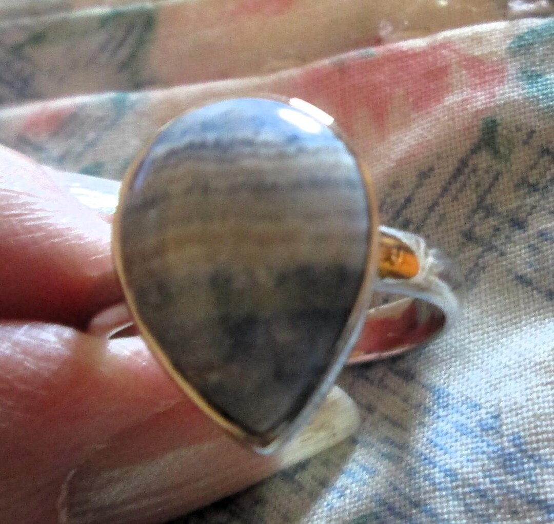 RING Lovely Blue SCHEELITE TURKEY 925 Sterling Silver Size 8 1/4 ...