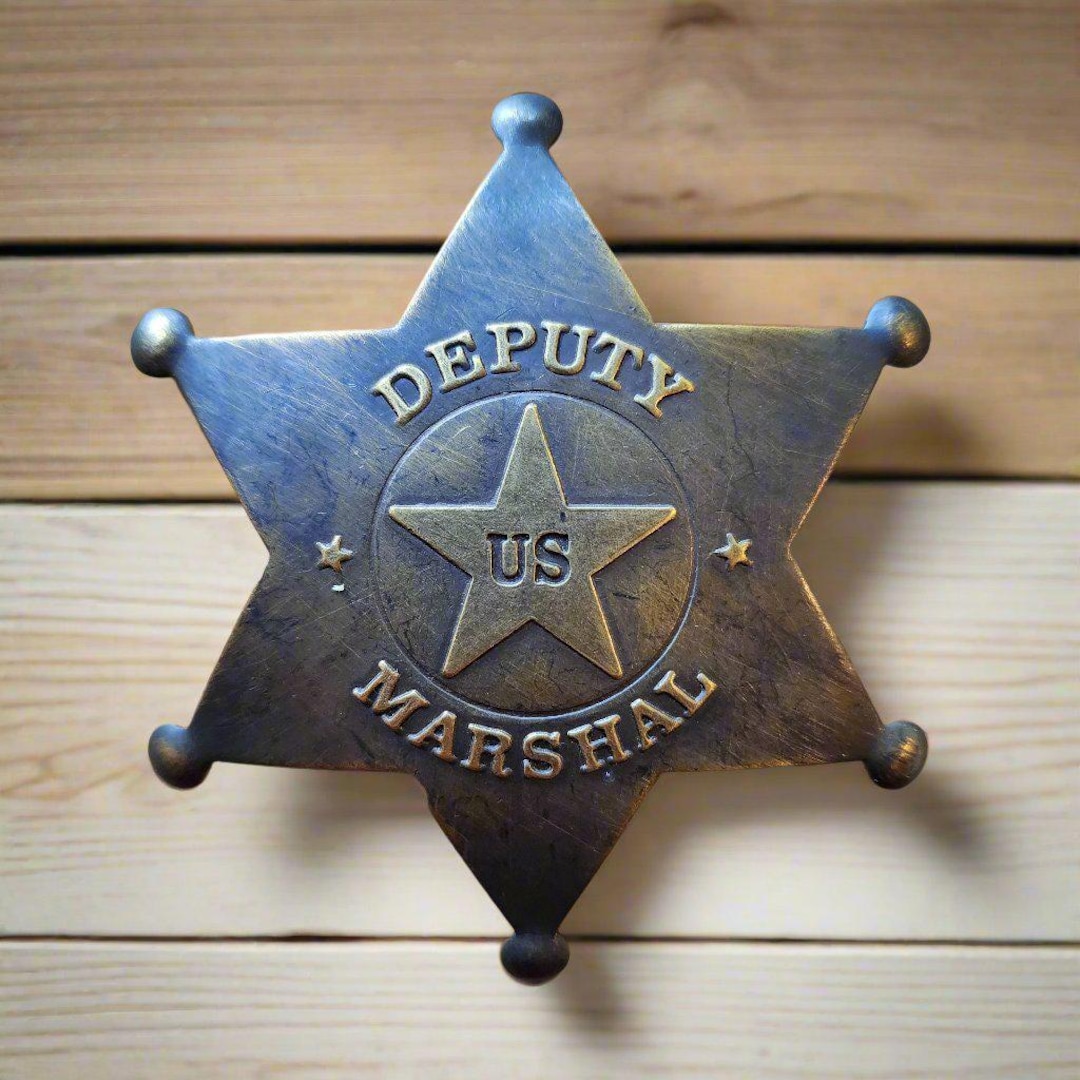 Deputy US Marshal Solid Brass Star Badge With Antique Finish & Soldered ...