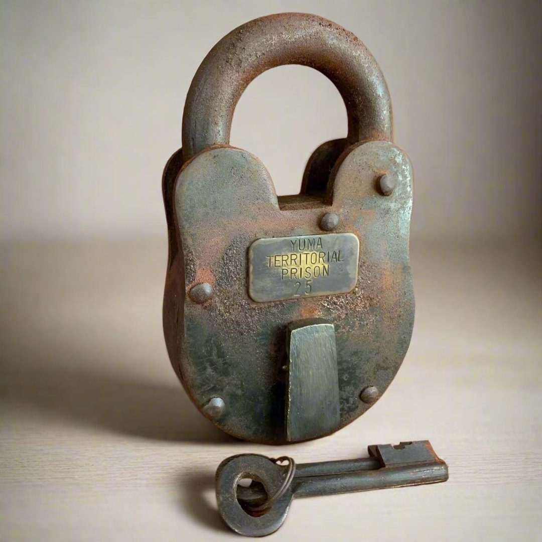 Yuma Territorial Prison Cast Iron Lock & Keys With Antique Finish 3 X 5 ...