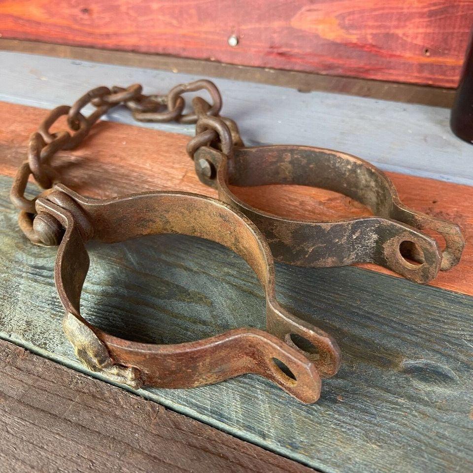 Pirate Handcuffs Cast Iron Brass Skull & Crossbones Tag With Antique ...