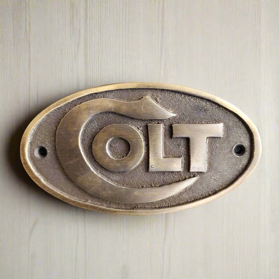 Colt Solid Brass Plaque With Raised Lettering & Antique Finish (5" X 2. ...
