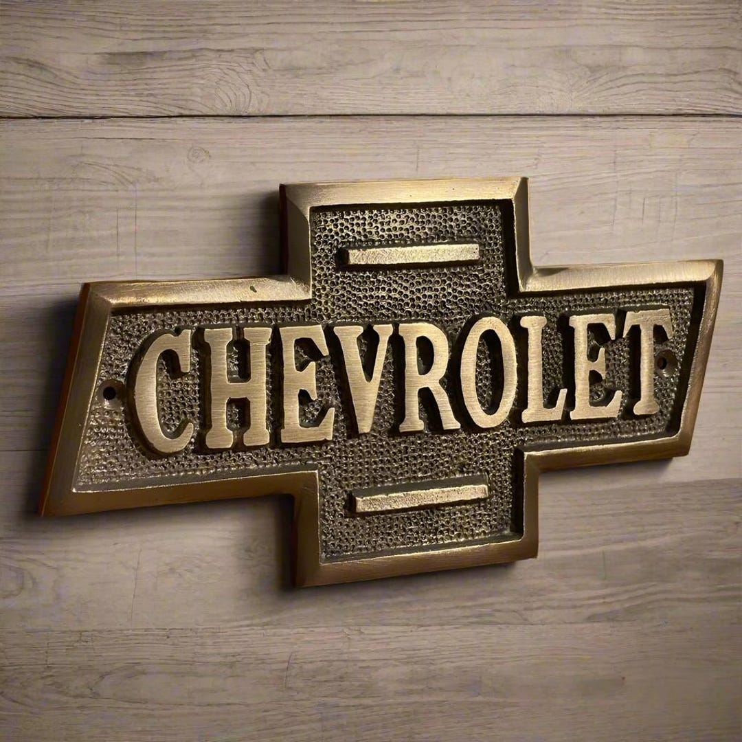 Chevrolet Solid Brass Embossed Plaque With Antique Vintage Finish (6.5 ...